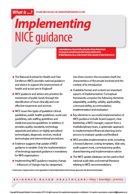 Implementing NICE guidance | Whatis Series...?